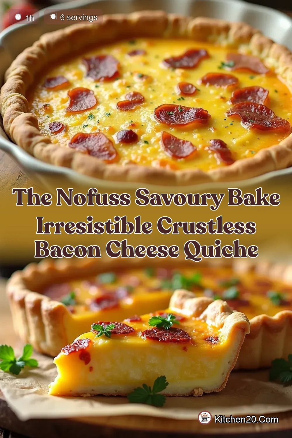 Easy Bacon Cheese Crustless Quiche Recipe No Pastry Panic